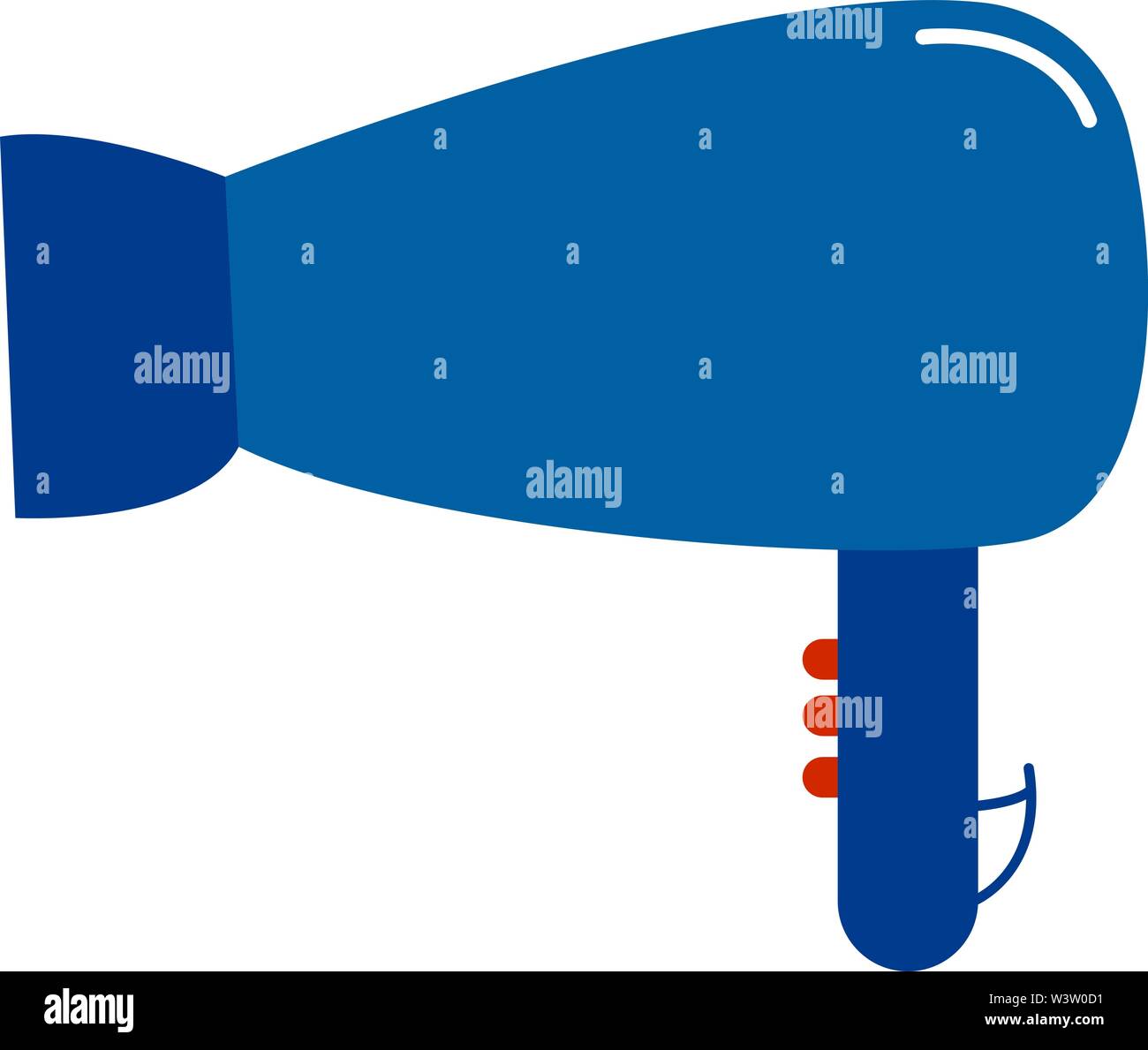 Blue hair dryer, illustration, vector on white background Stock Vector ...