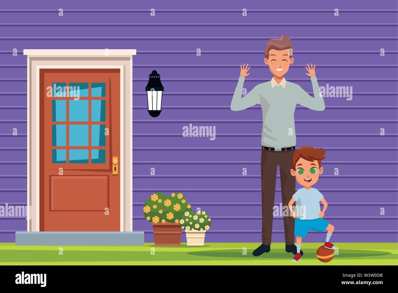 Family single father with children cartoon Stock Vector Image & Art - Alamy