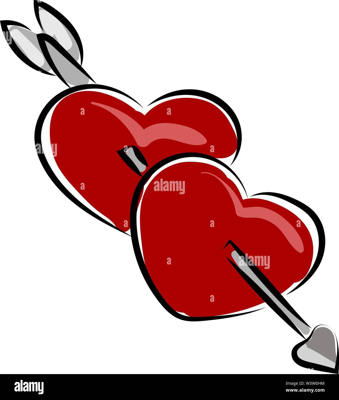 Two hearts, illustration, vector on white background Stock Vector Image ...