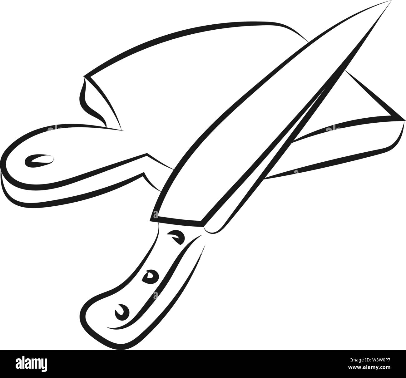 Knife drawing, illustration, vector on white background Stock Vector ...