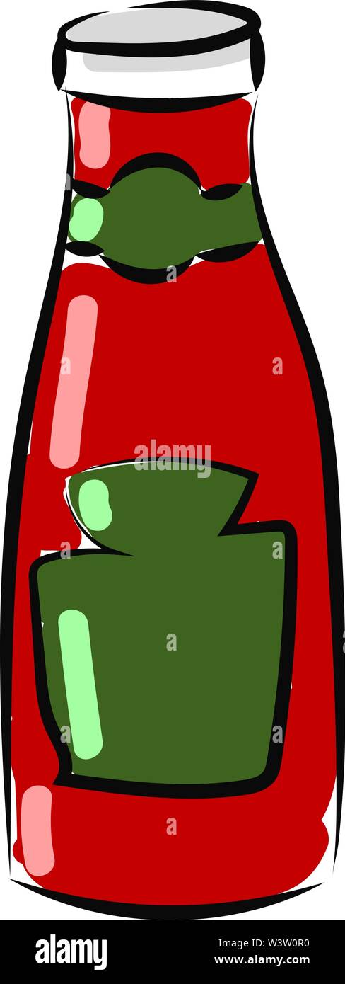 Bottle of ketchup, illustration, vector on white background Stock ...