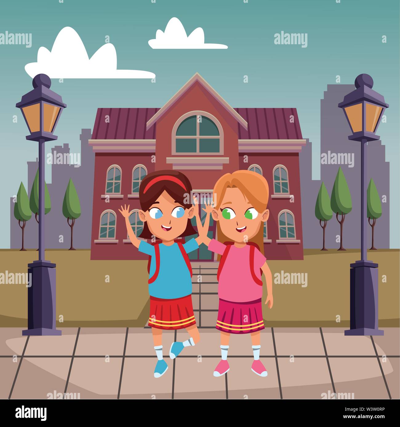 childhood adorable students girls cartoon Stock Vector Image & Art - Alamy