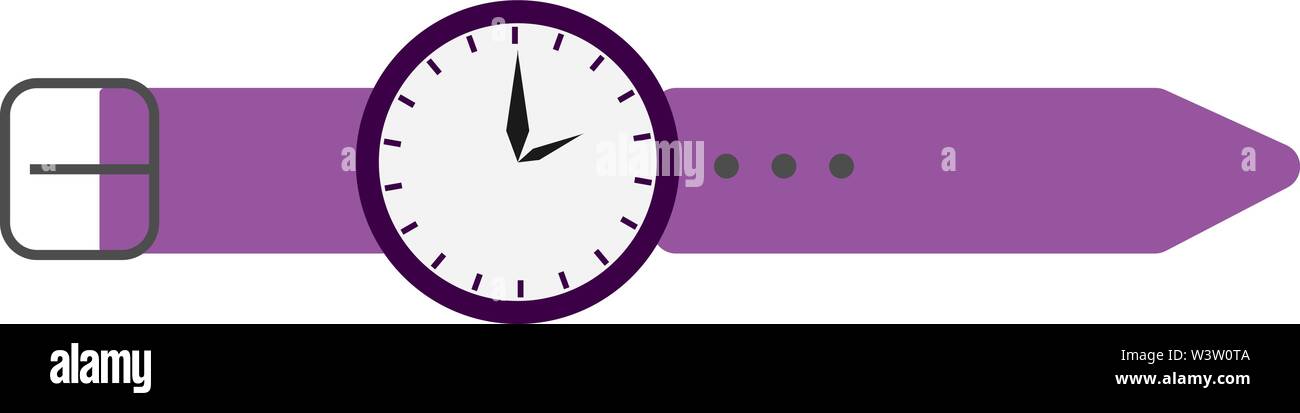 Purple handwatch, illustration, vector on white background Stock Vector ...