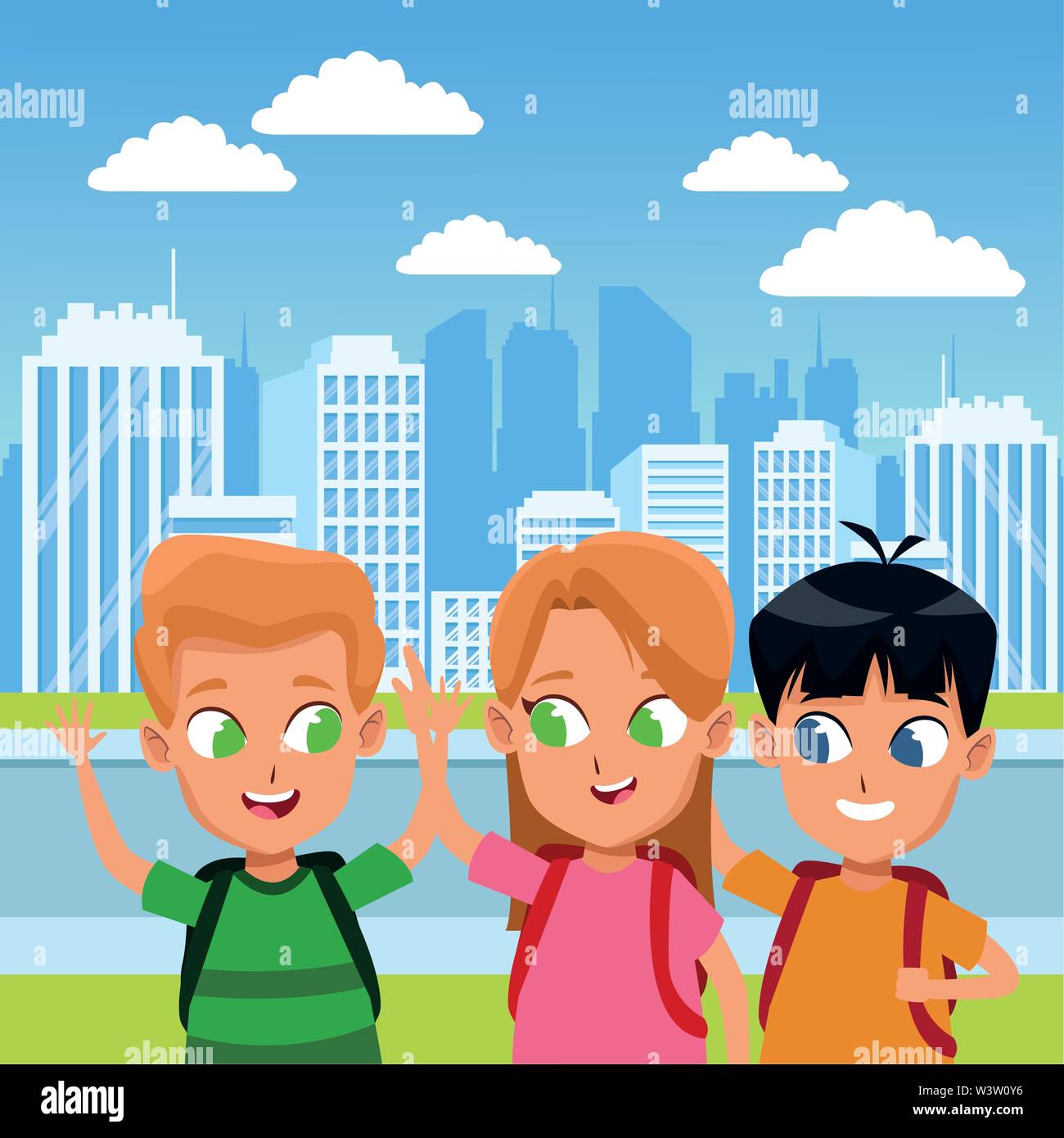 childhood cute school students cartoon Stock Vector Image & Art - Alamy