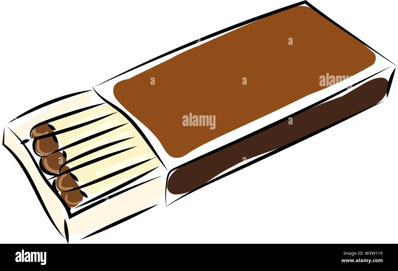 Matchbox drawing, illustration, vector on white background Stock Vector ...