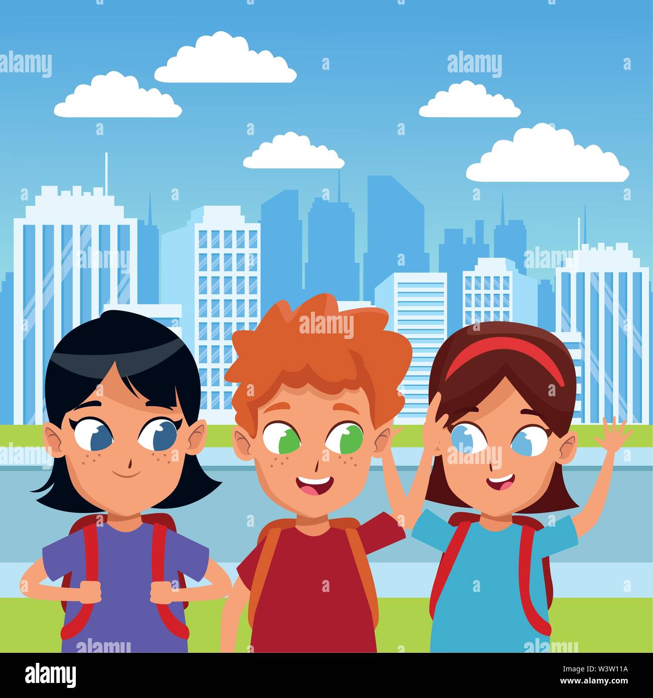 childhood cute school students cartoon Stock Vector Image & Art - Alamy