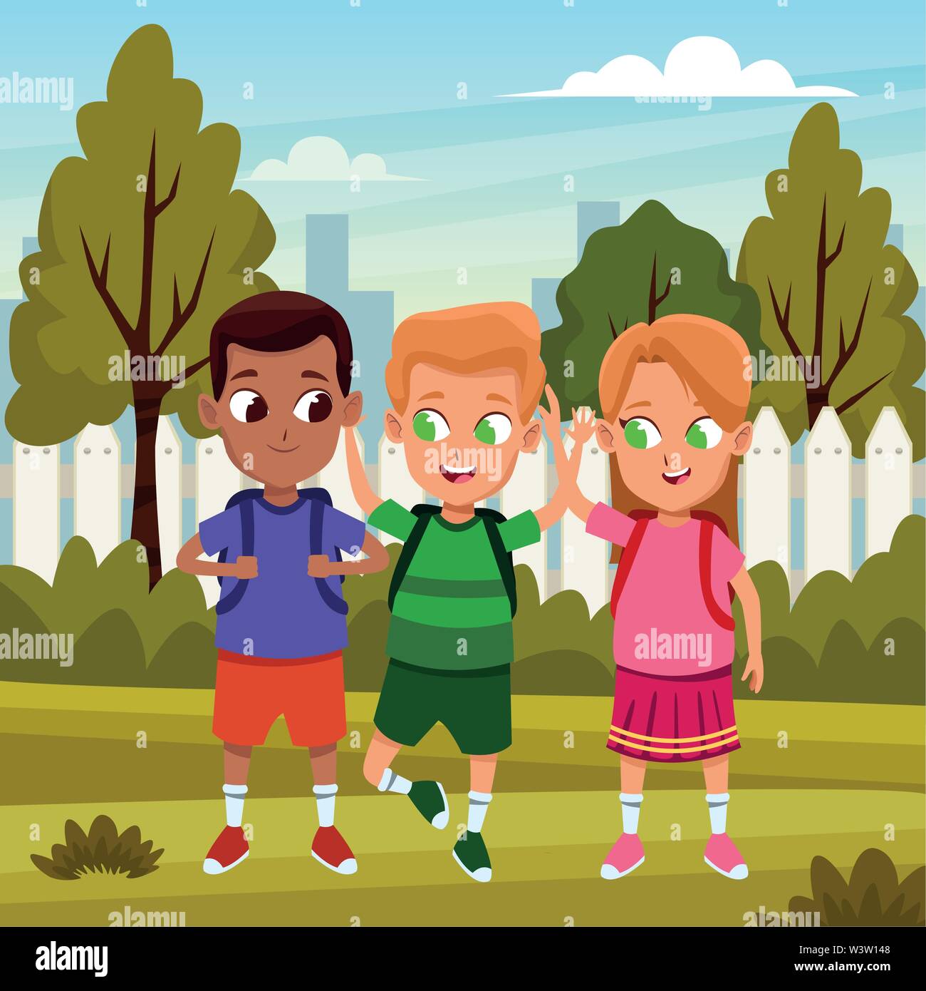 childhood cute school students cartoon Stock Vector Image & Art - Alamy