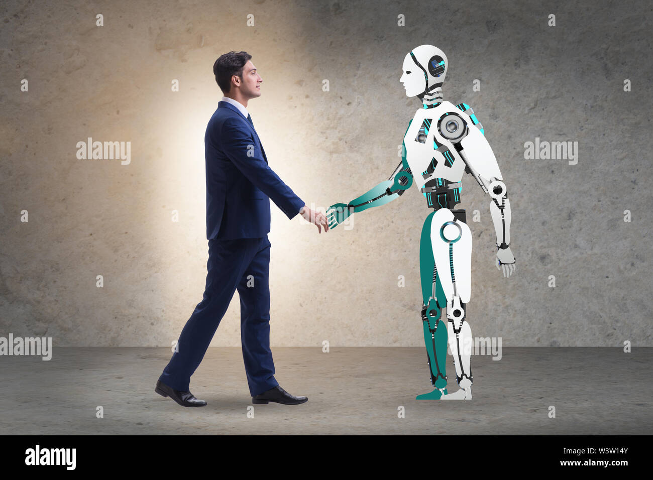 The concept of cooperation between humans and robots Stock Photo - Alamy