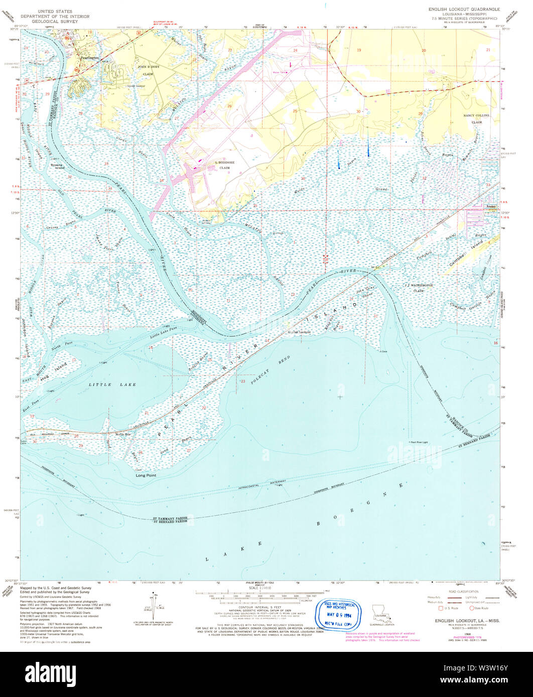 USGS TOPO Map Louisiana LA English Lookout 331937 1968 24000 ...