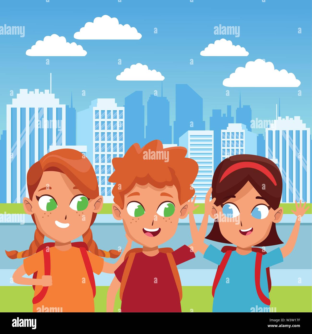 childhood cute school students cartoon Stock Vector Image & Art - Alamy