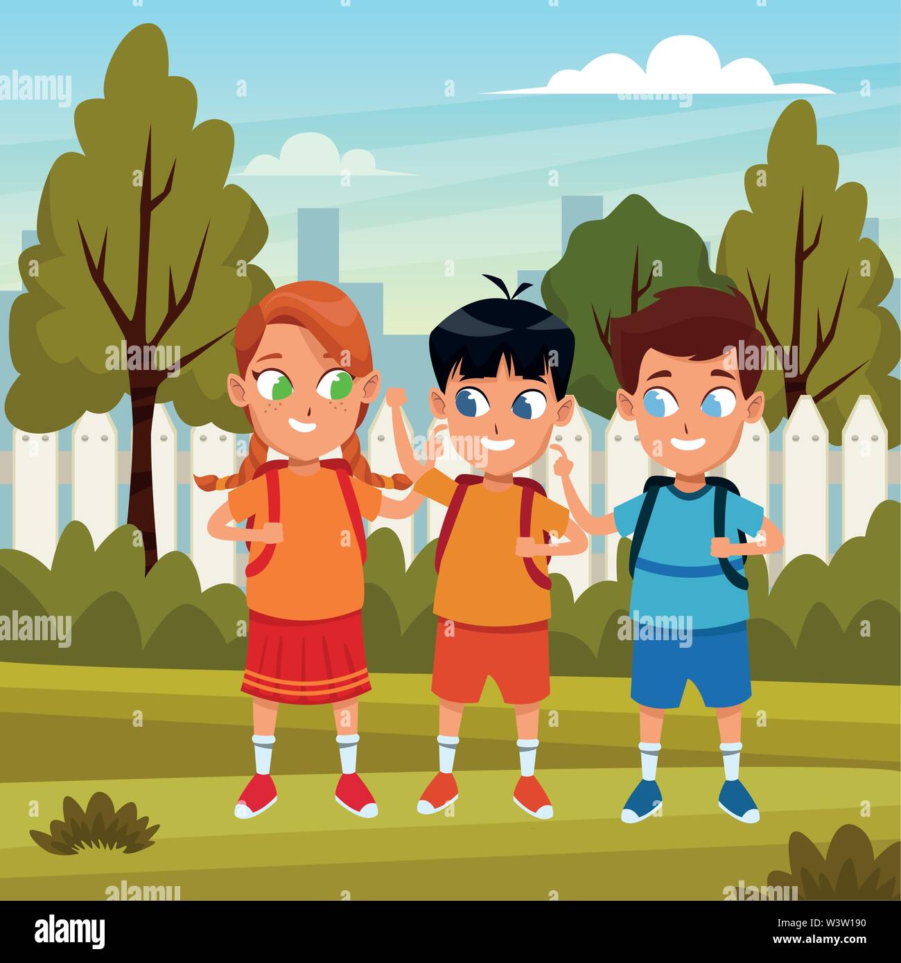 childhood cute school students cartoon Stock Vector Image & Art - Alamy