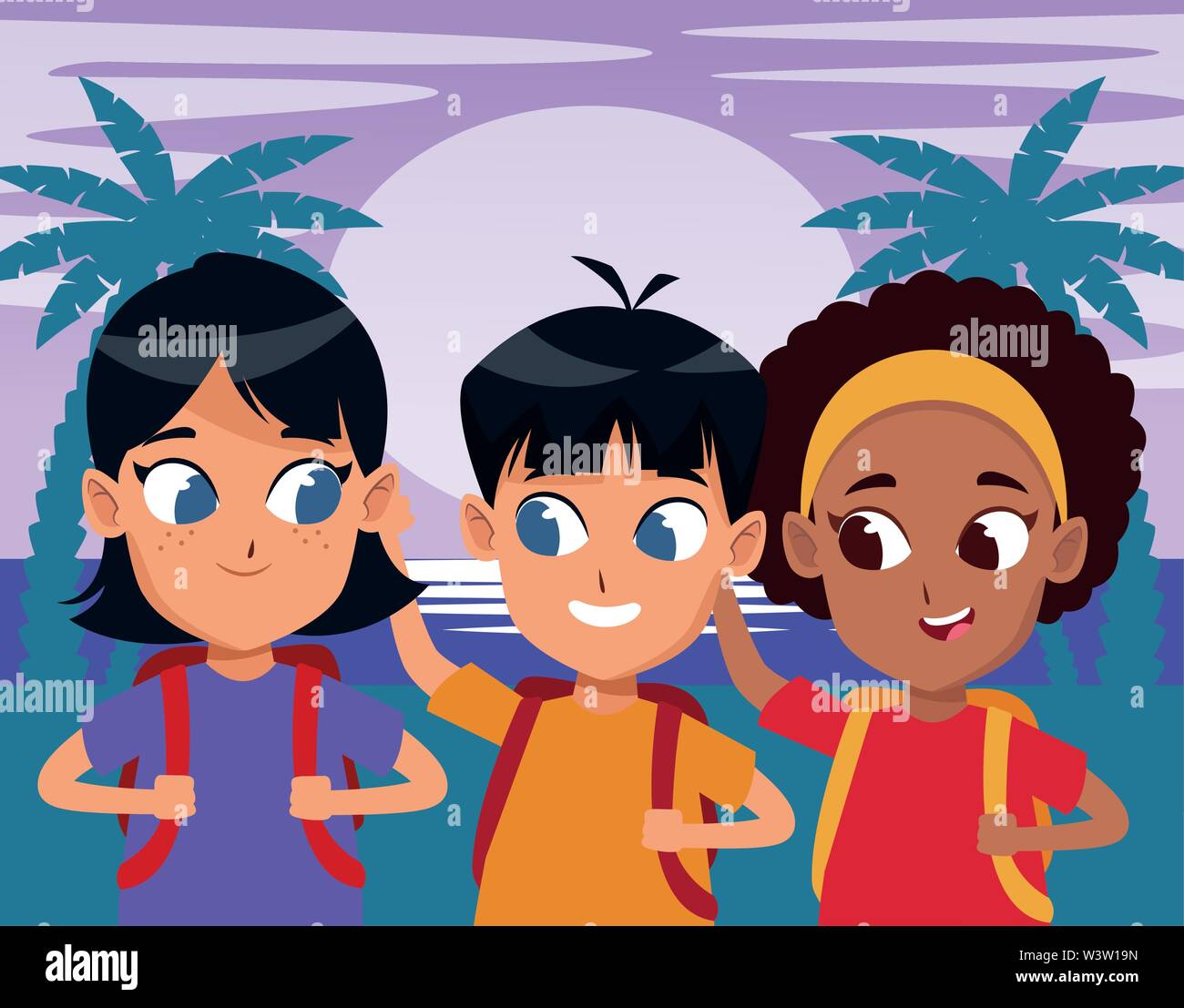 childhood cute school students cartoon Stock Vector Image & Art - Alamy