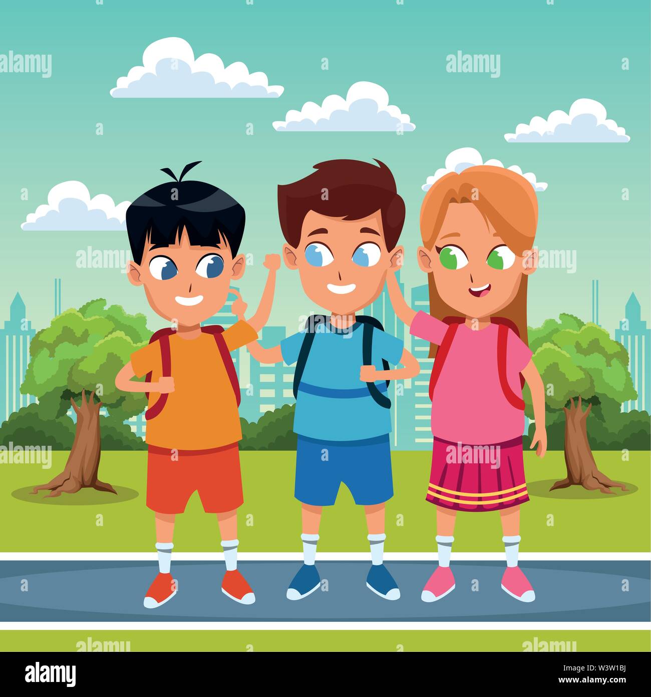 childhood cute school students cartoon Stock Vector Image & Art - Alamy