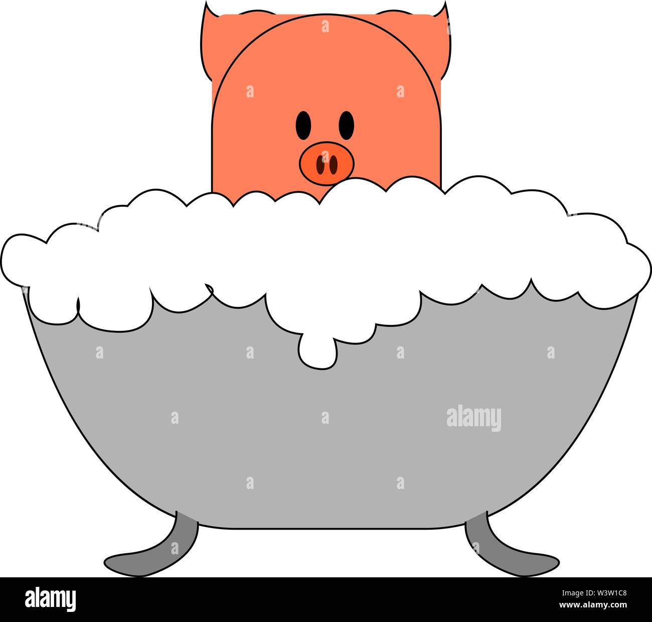 Pig in bath, illustration, vector on white background Stock Vector ...