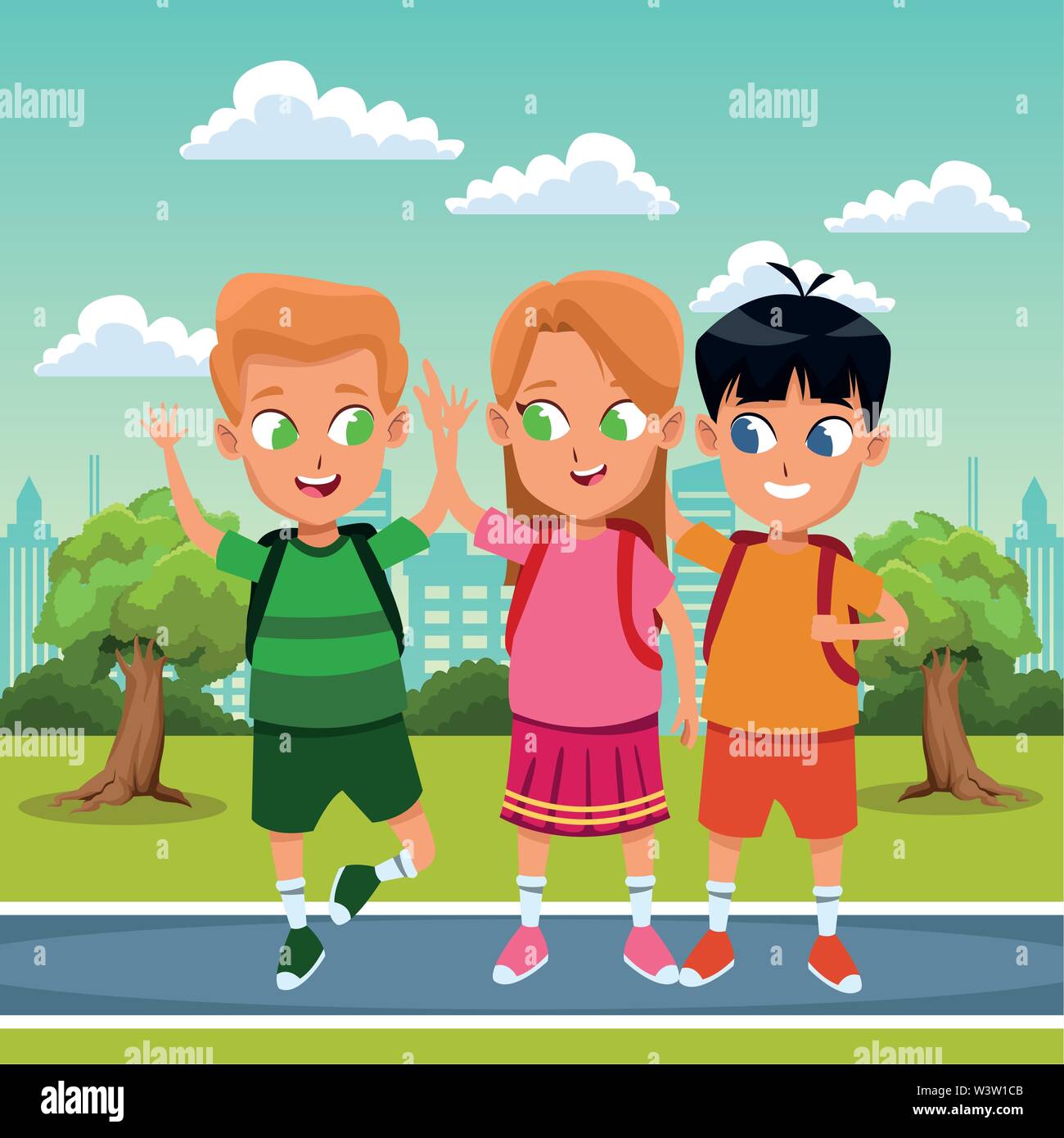 childhood cute school students cartoon Stock Vector Image & Art - Alamy