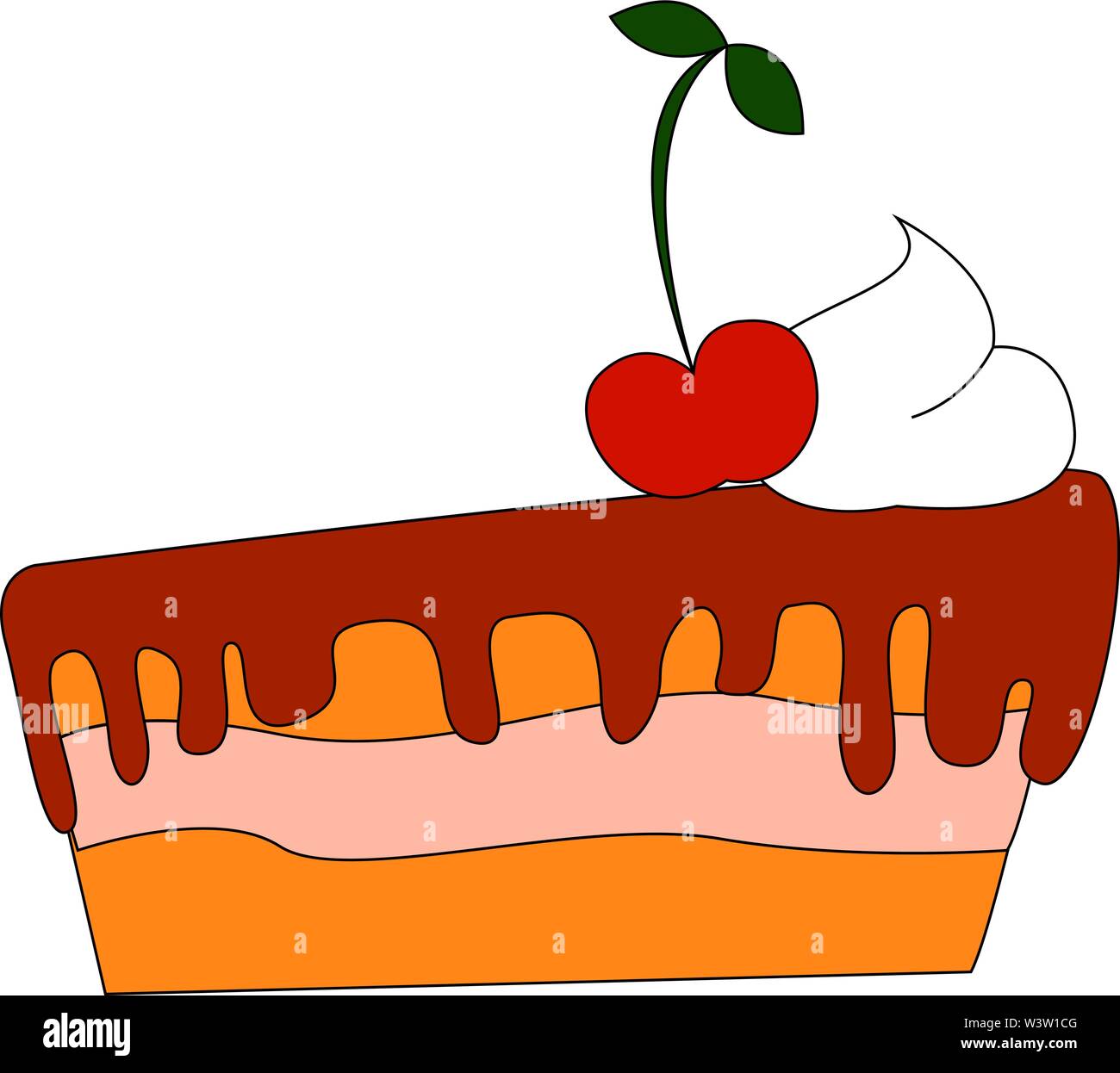 Cake with cherry, illustration, vector on white background Stock Vector ...