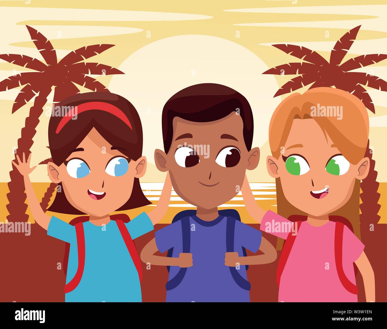 childhood cute school students cartoon Stock Vector Image & Art - Alamy