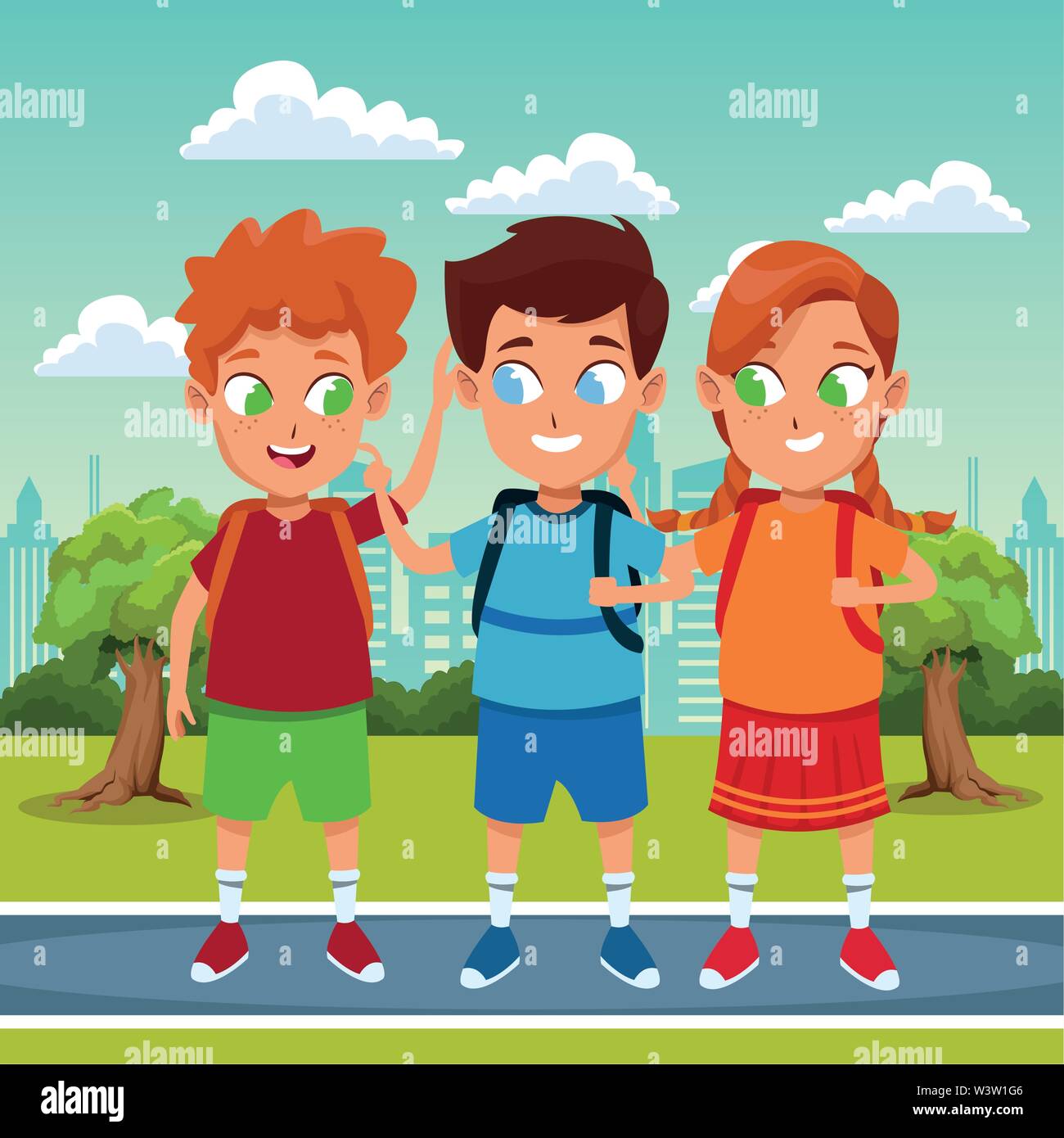 childhood cute school students cartoon Stock Vector Image & Art - Alamy