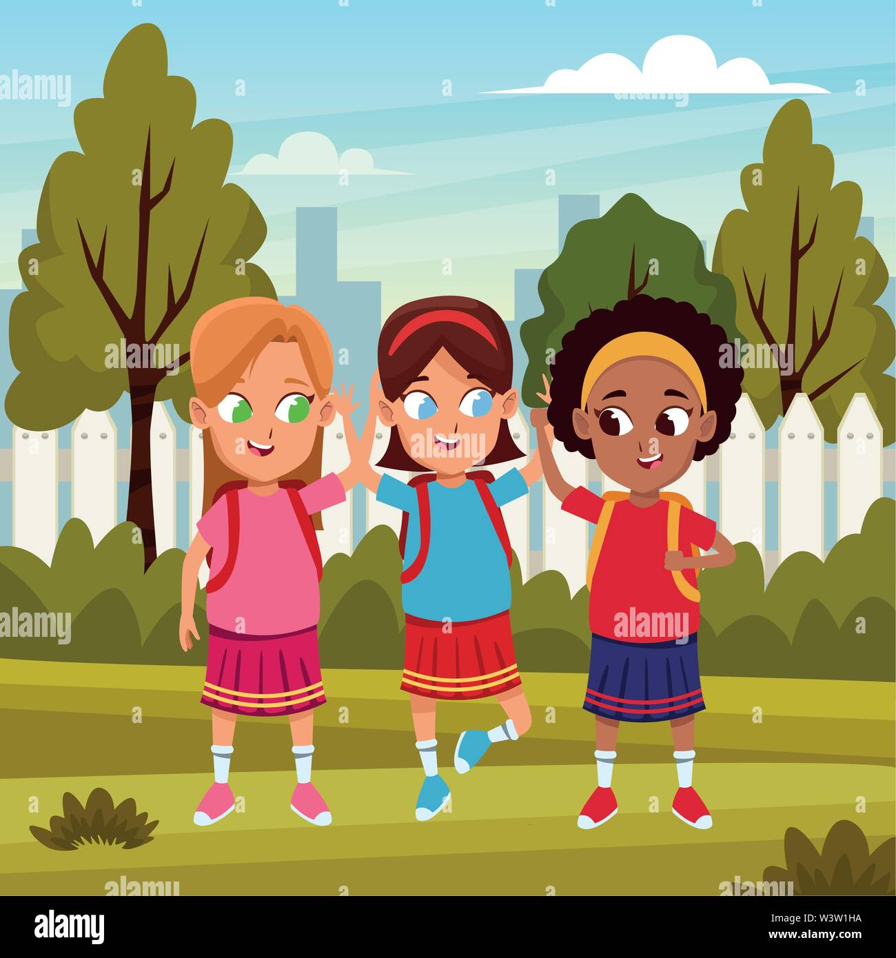 childhood adorable students girls cartoon Stock Vector Image & Art - Alamy
