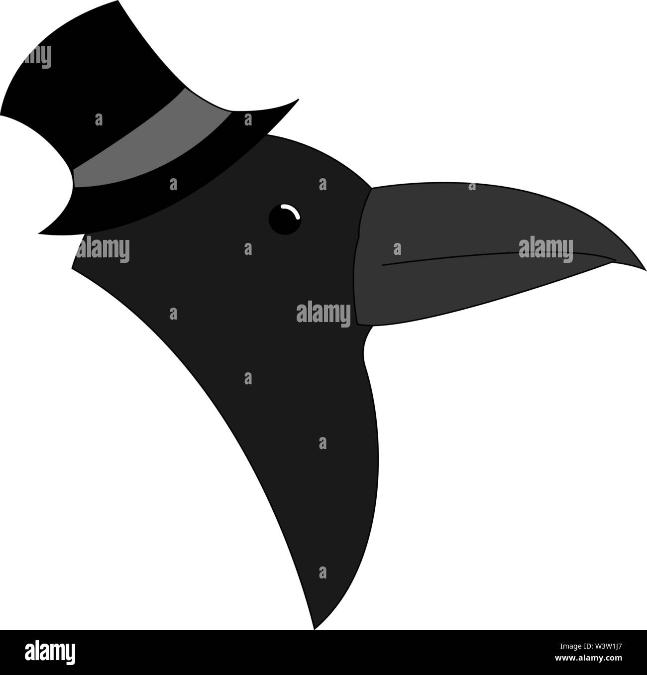 Raven with hat, illustration, vector on white background Stock Vector ...