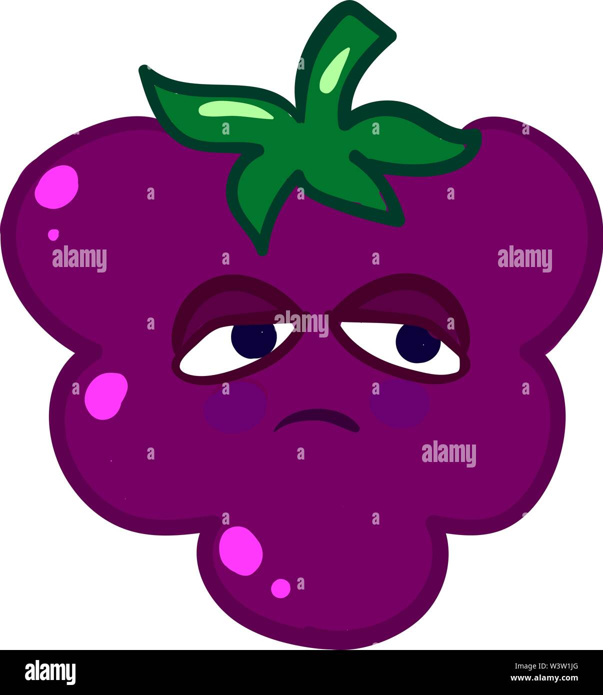 Sad raspberry, illustration, vector on white background Stock Vector ...