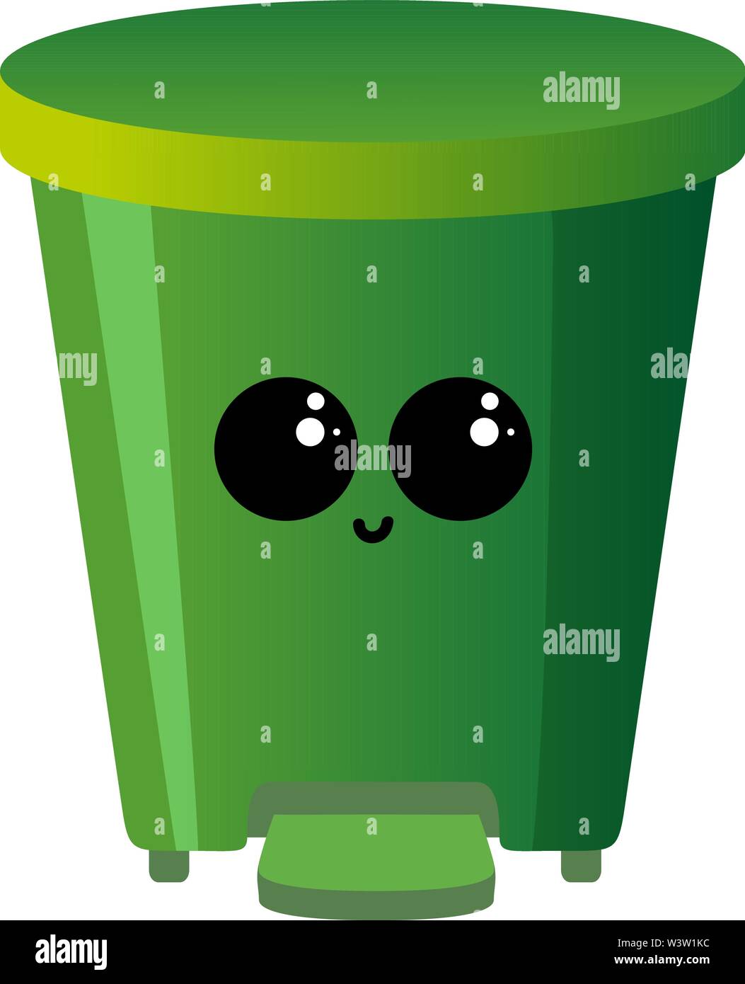Green recycle bin, illustration, vector on white background Stock ...