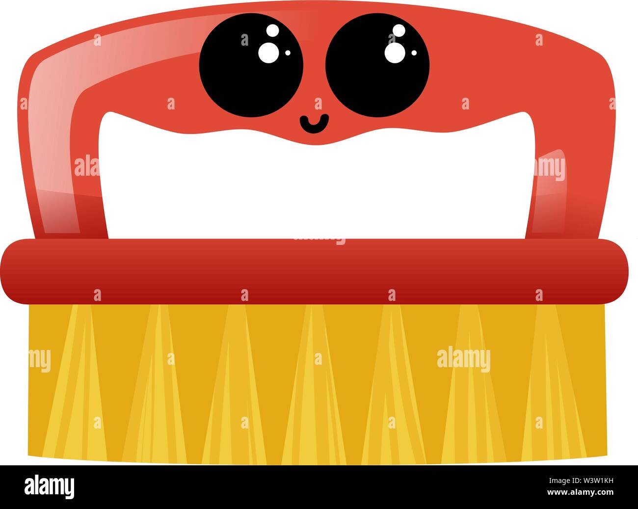 Red cleaning brush with eyes, illustration, vector on white background ...