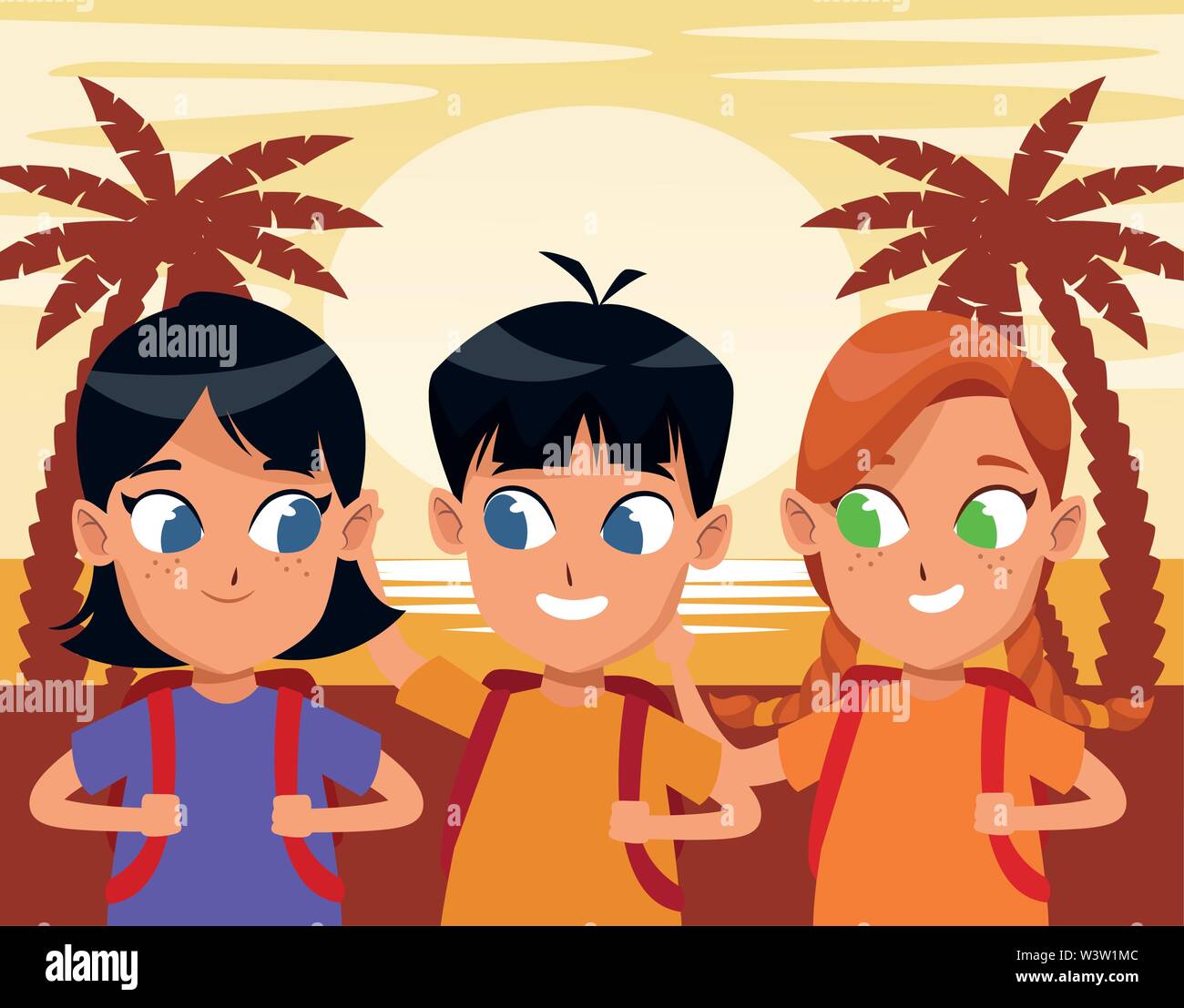 childhood cute school students cartoon Stock Vector Image & Art - Alamy