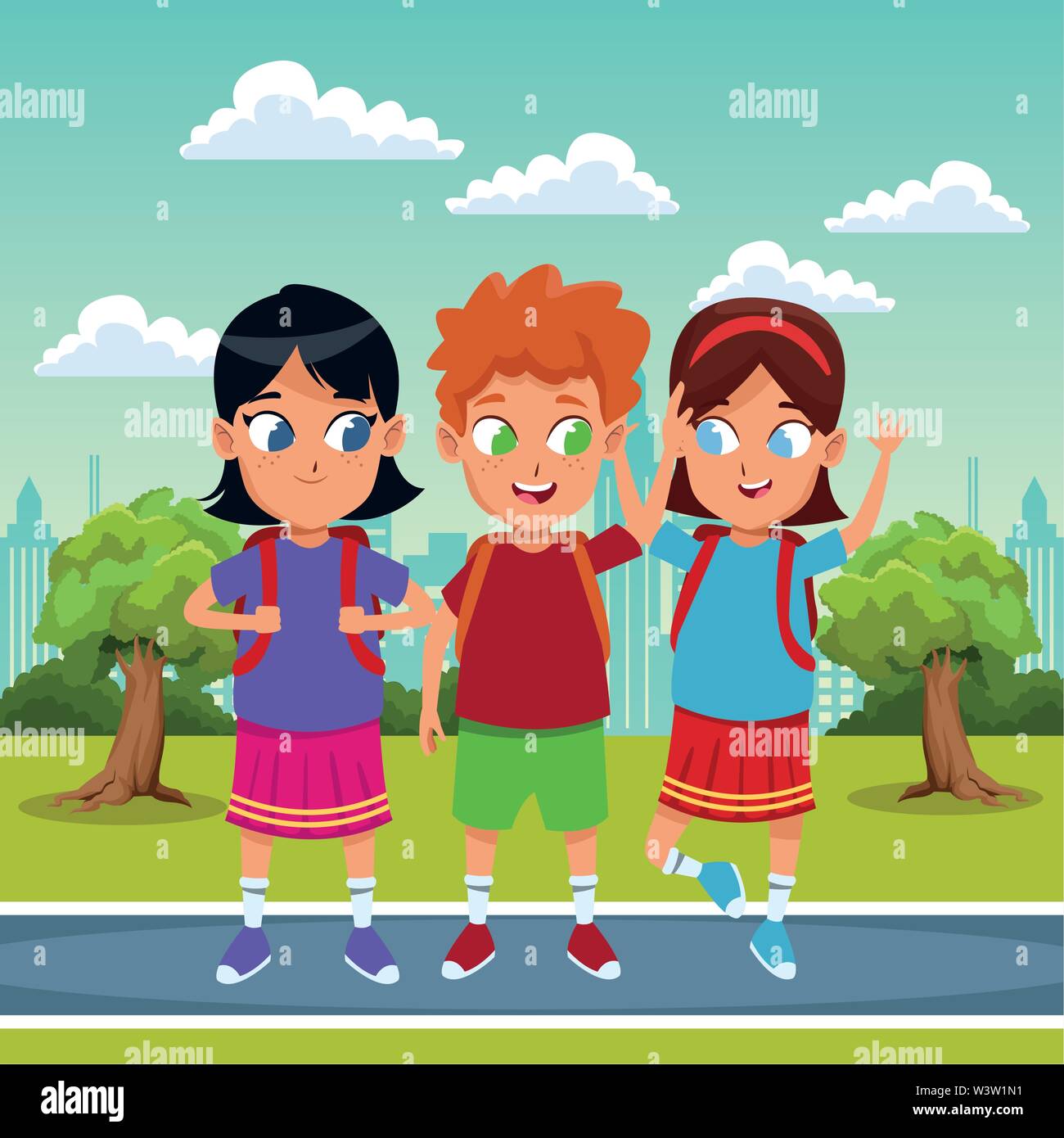childhood cute school students cartoon Stock Vector Image & Art - Alamy
