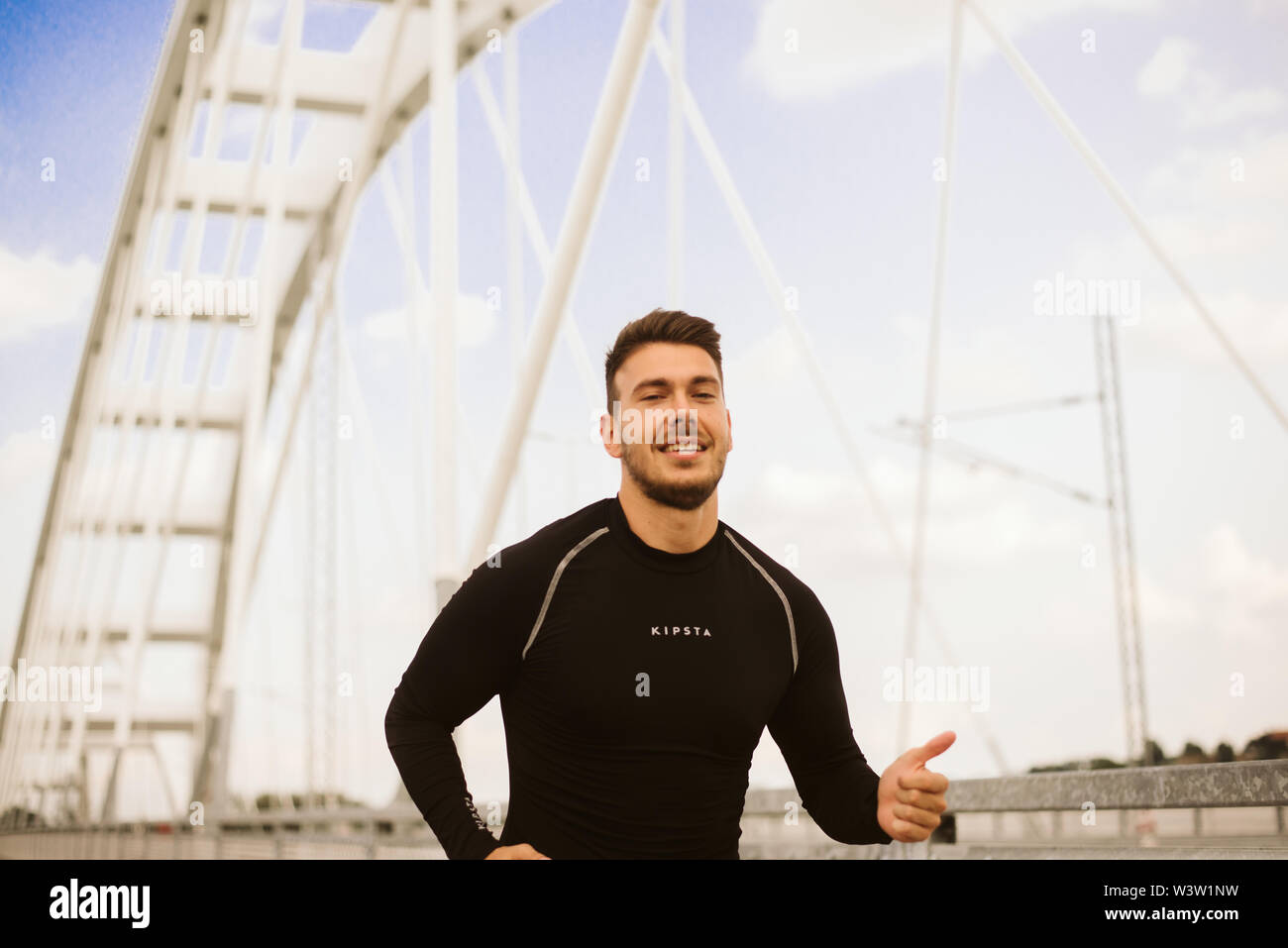 Athletic Man Doing Running Exercise Stock Photo - Alamy