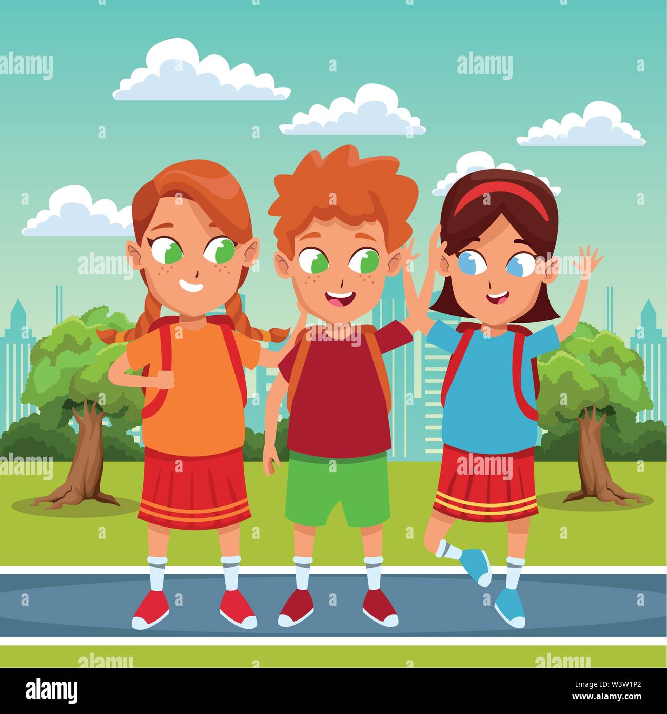 childhood cute school students cartoon Stock Vector Image & Art - Alamy
