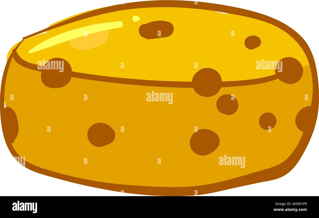 Big round cheese, illustration, vector on white background Stock Vector ...