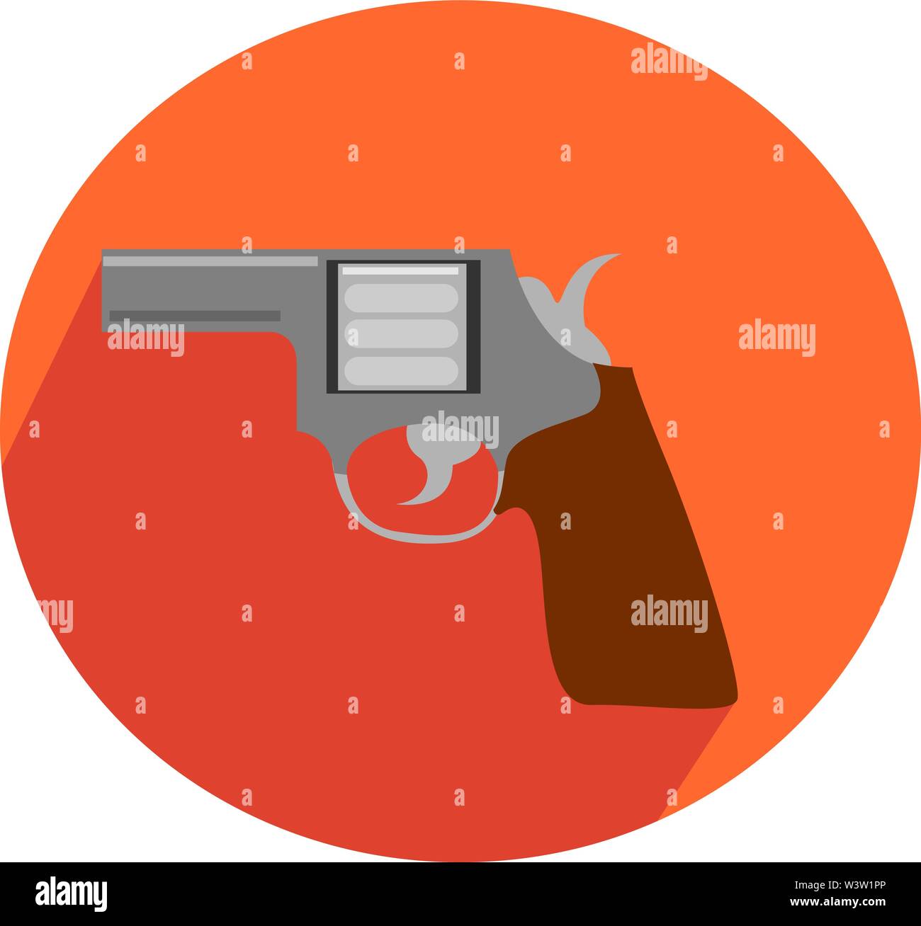 Revolver on orange circle, illustration, vector on white background ...