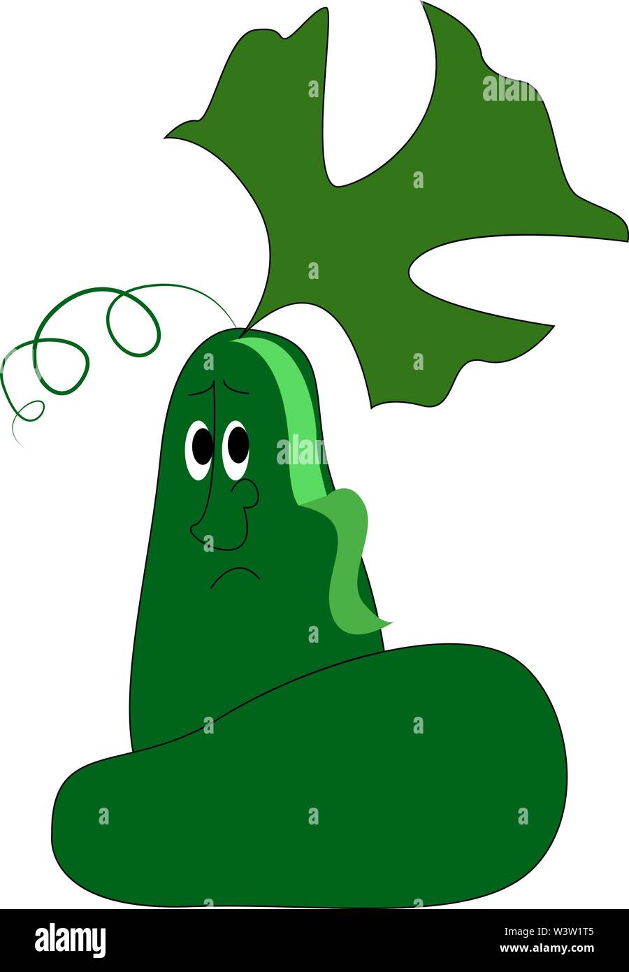 Sad cucumber, illustration, vector on white background Stock Vector ...