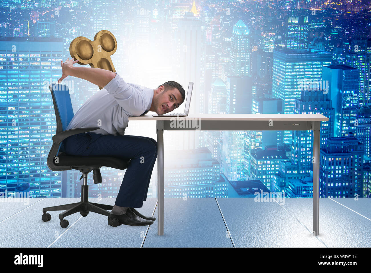 The employee losing energy from too much work Stock Photo - Alamy