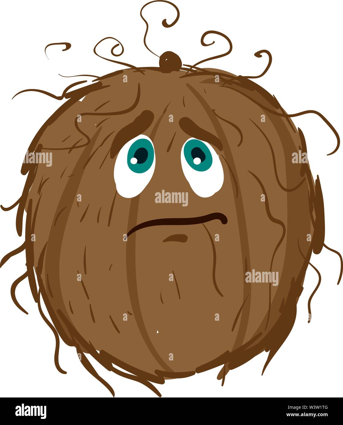 Sad coconut, illustration, vector on white background Stock Vector ...