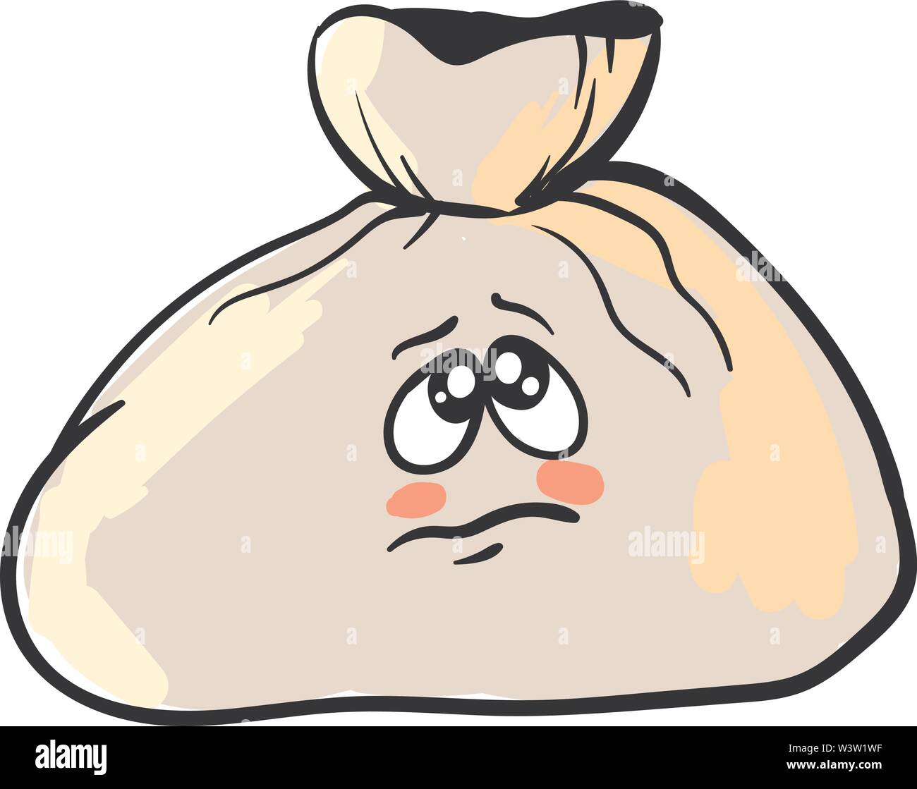 Sad bag with eyes, illustration, vector on white background Stock ...