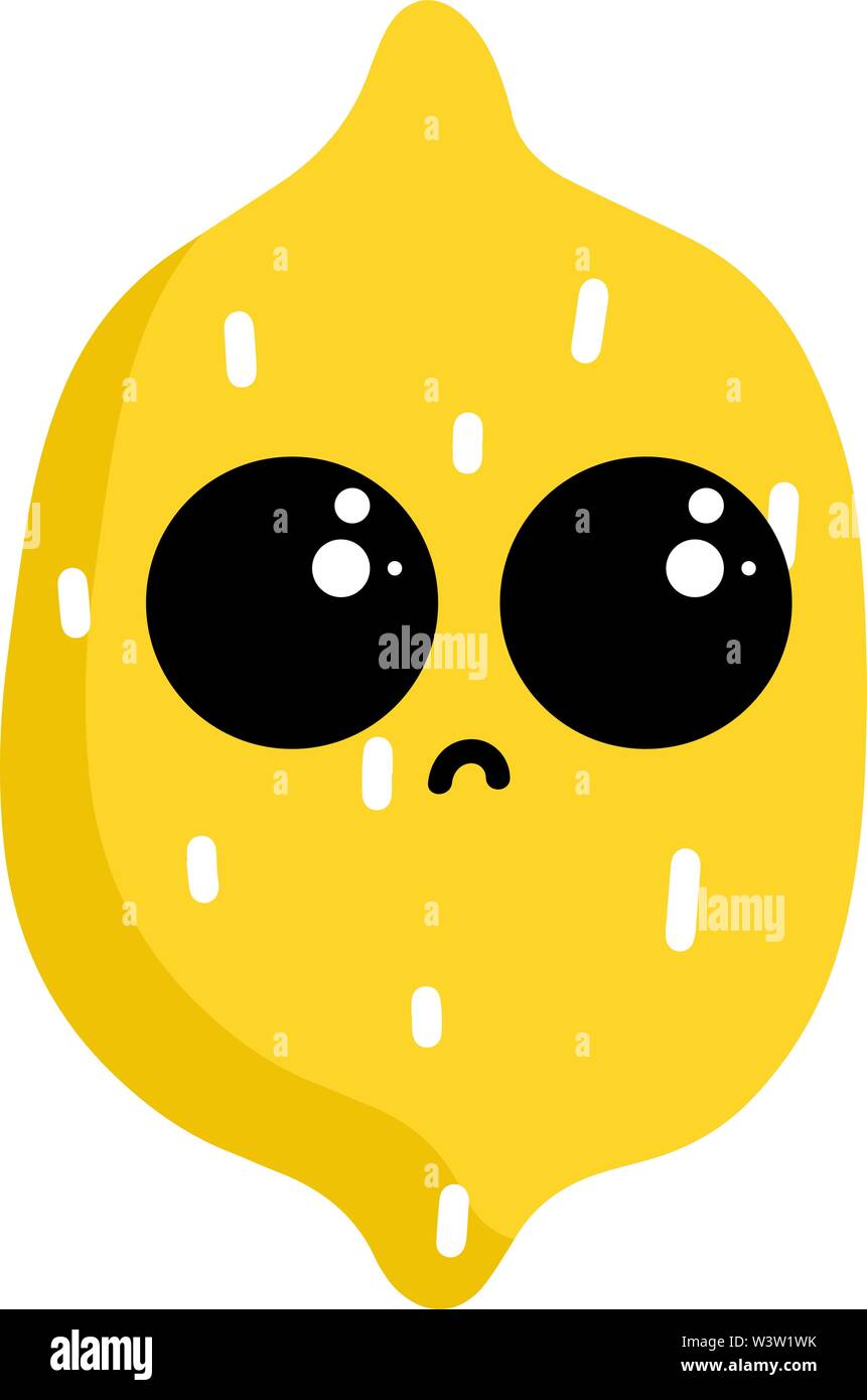 Sad lemon with big eyes, illustration, vector on white background Stock ...