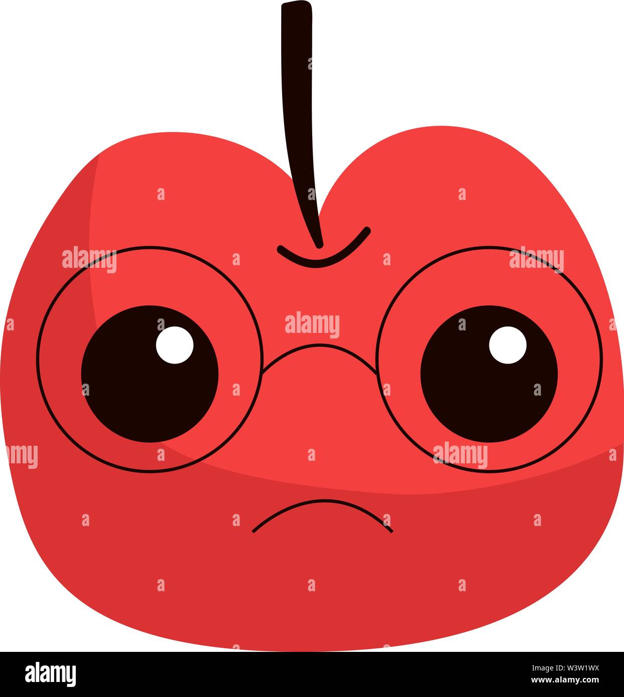 Sad red apple, illustration, vector on white background Stock Vector ...