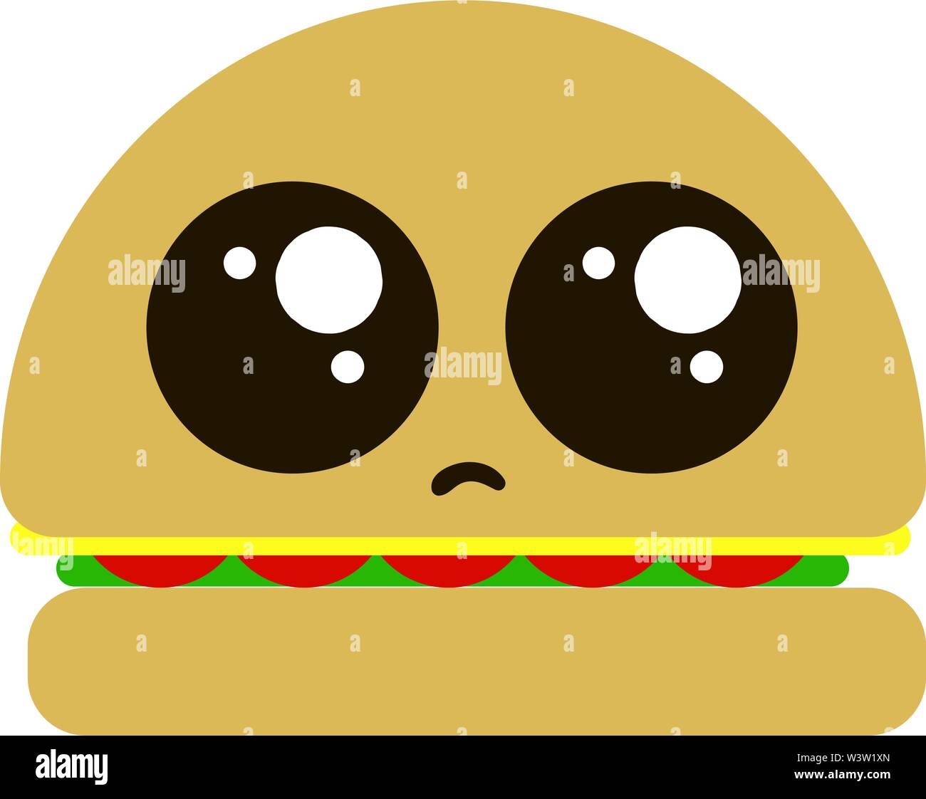 Sad burger with eyes, illustration, vector on white background Stock ...