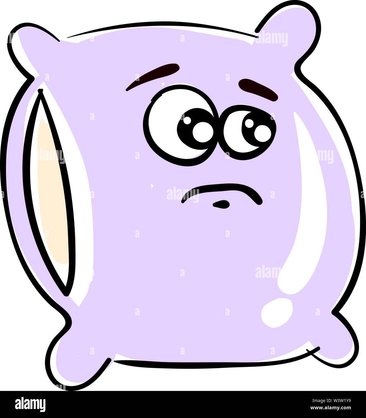 Sad purple pillow, illustration, vector on white background Stock ...