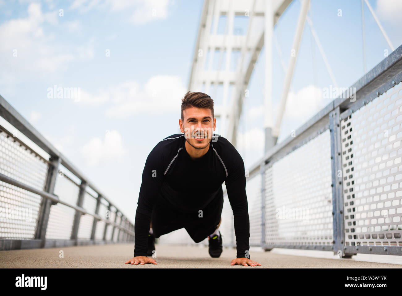 Athletic Man Doing Running Exercise Stock Photo - Alamy