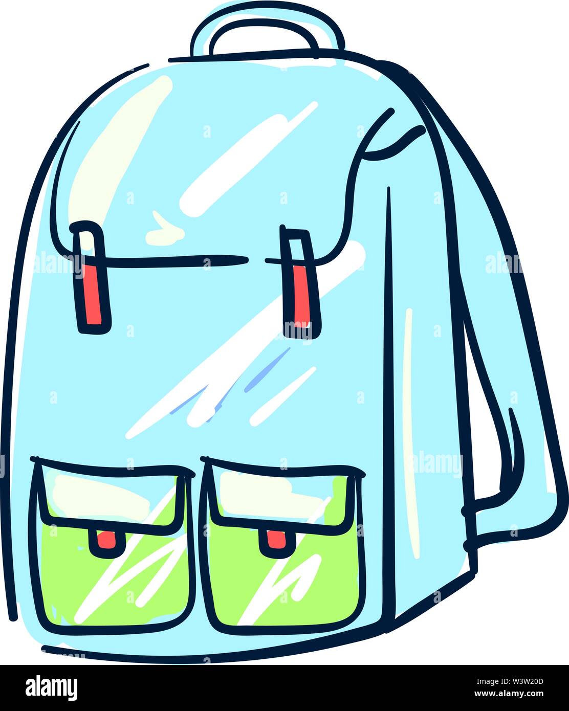 Blue school backpack, illustration, vector on white background Stock ...