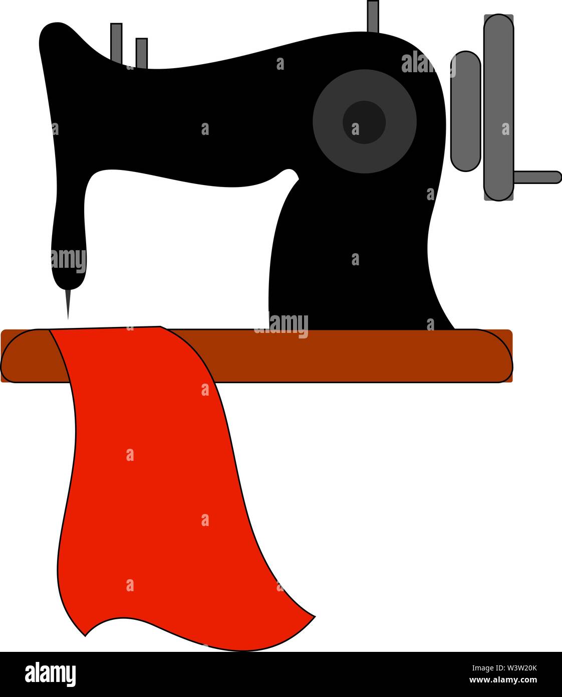 Black sewing machine, illustration, vector on white background Stock ...