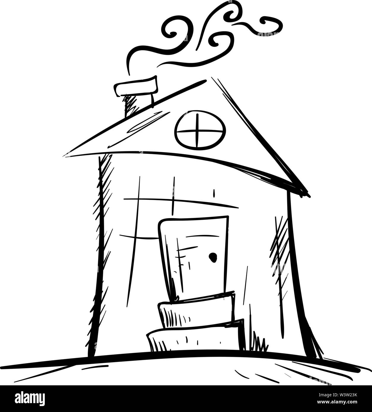 House drawing, illustration, vector on white background Stock Vector ...
