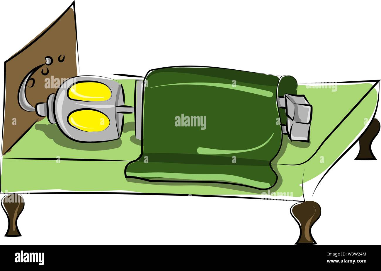 Sleeping robot in bed, illustration, vector on white background Stock ...