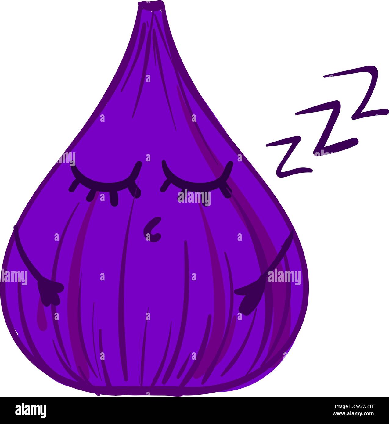 Purple sleeping fig, illustration, vector on white background Stock ...