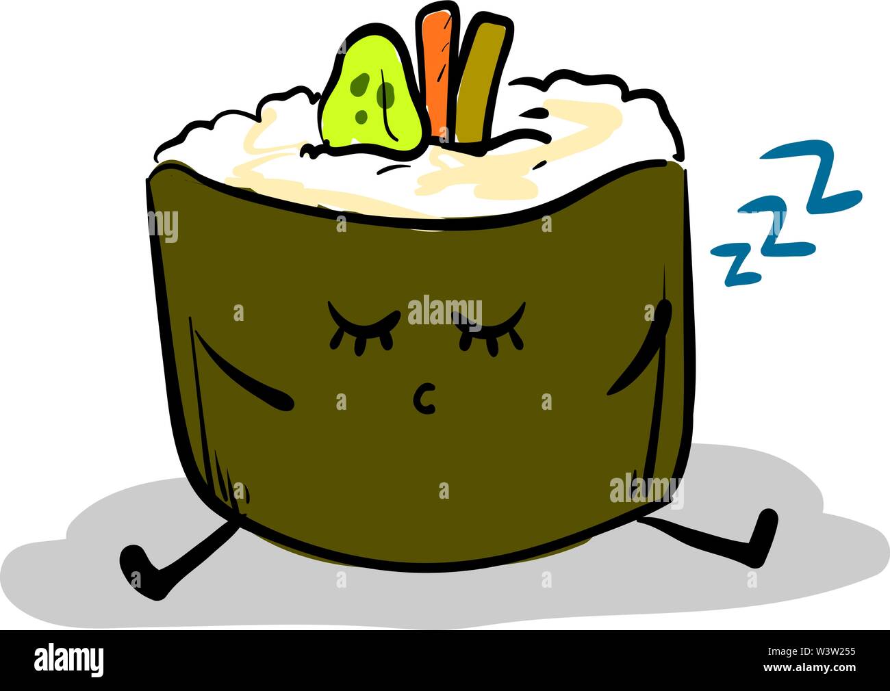 Sleeping sushi roll, illustration, vector on white background Stock ...