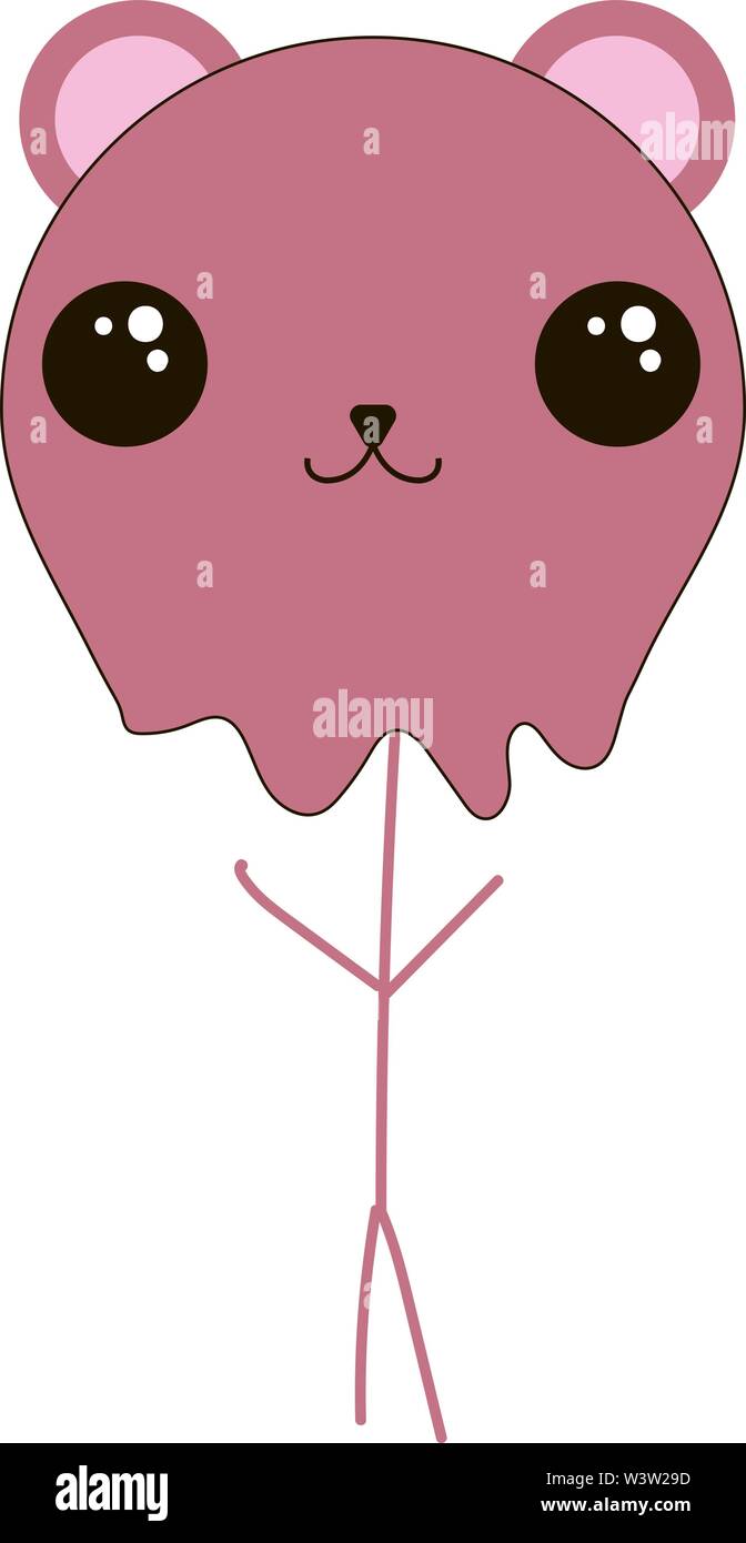 Stick bear with cute eyes, illustration, vector on white background ...
