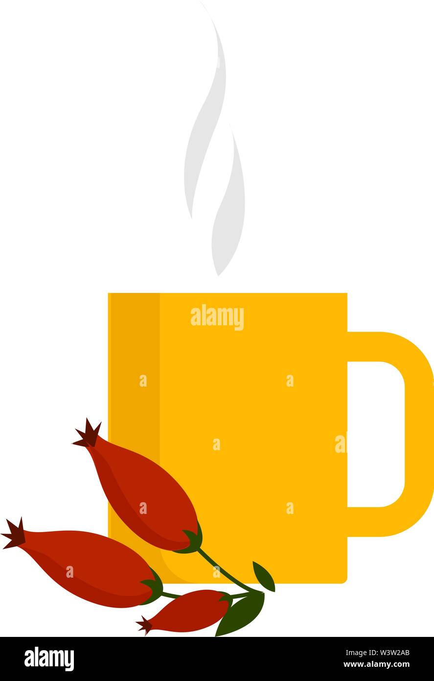 Yellow mug with tea, illustration, vector on white background Stock ...